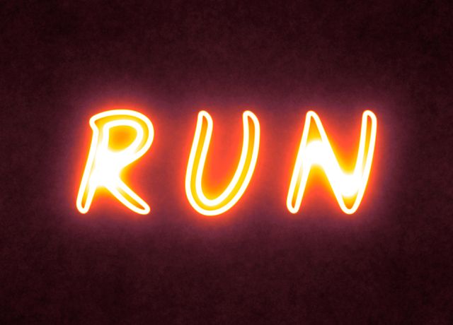 'Neon screen orange run' Poster by Gianfranco Grenar | Displate