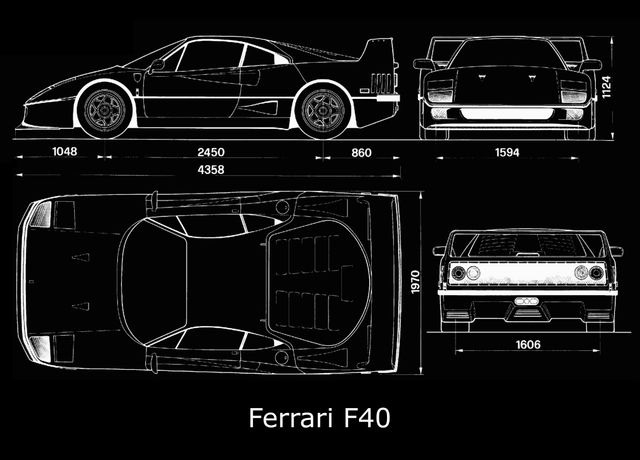 'Ferrari F40 Blueprint' Poster by shiner artist | Displate