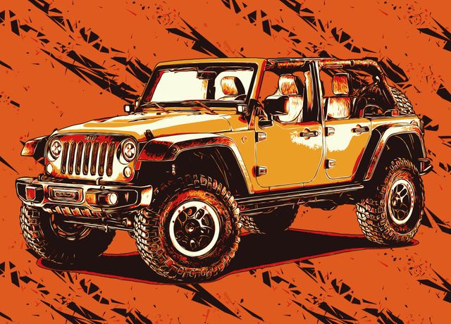 'ORANGE JEEP POSTER ARTWORK' Poster by Rizky Irawan | Displate