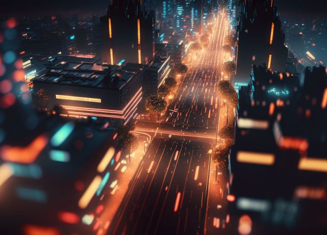 'Fantasy night city' Poster by Oleksii Tryhub | Displate