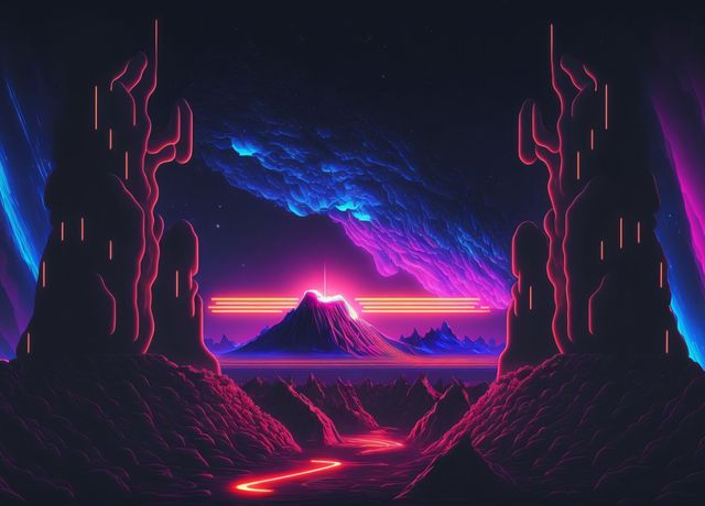 'Retro Sunset' Poster by Cybronauts | Displate