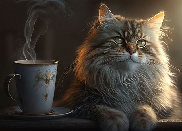 'Cat and Coffee Kitchen' Poster by Muntwalt | Displate