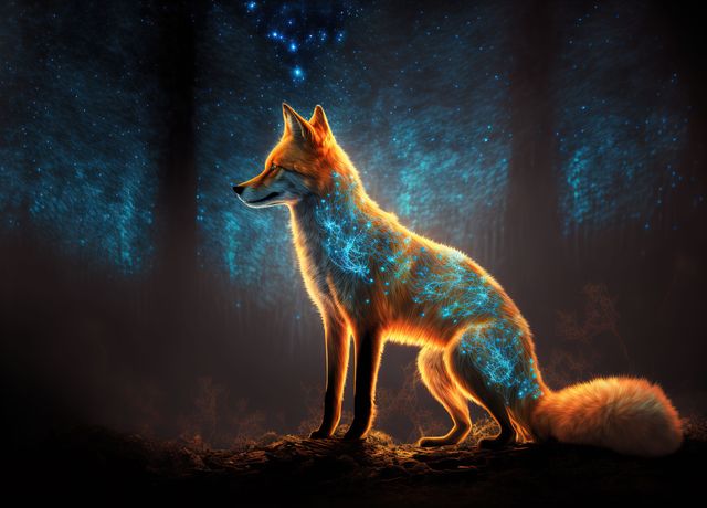 'neon fox ' Poster by Silhouette Anime Art | Displate
