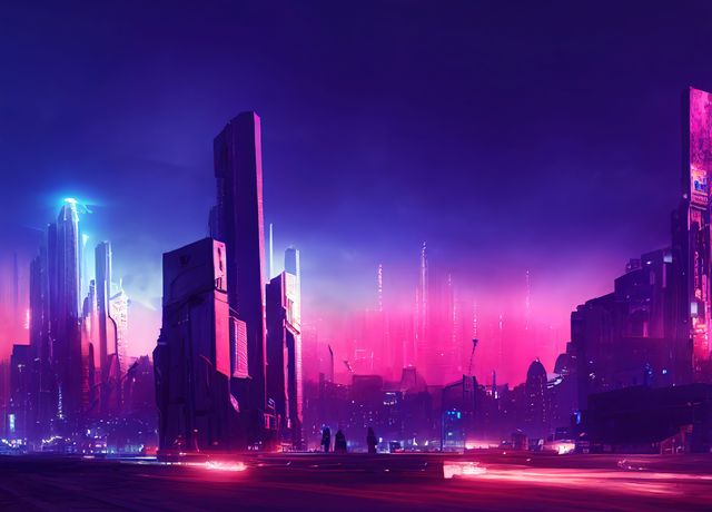 'Cyberpunk neon city' Poster by 80s Retro | Displate