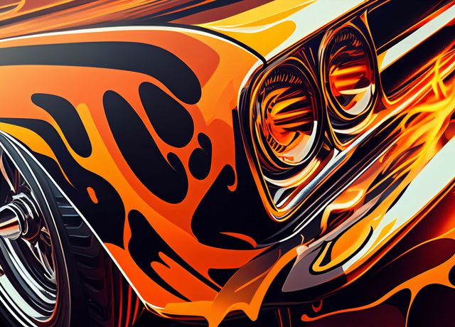 'Abstract Muscle Car Flames' Poster by Hazzo Design | Displate