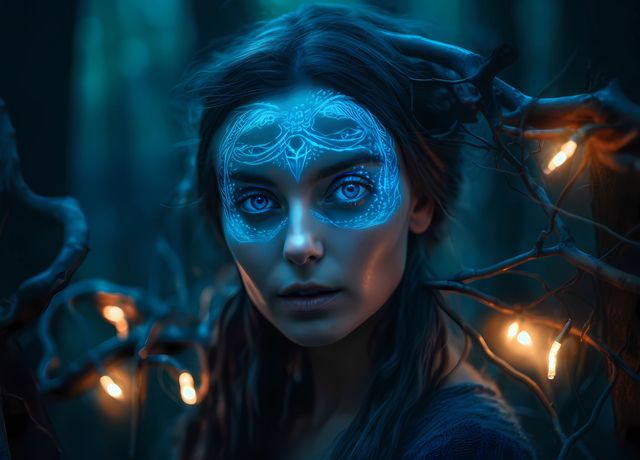 'Beautiful blue fire mage' Poster by Jiri Hodecek | Displate