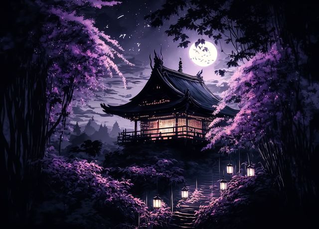 'japanese landscape moon ' Poster by Anime | Displate