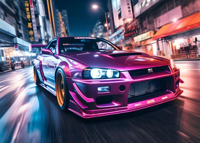 'NISSAN GTR R34 Tokyo Drift' Poster by Pixaverse | Displate