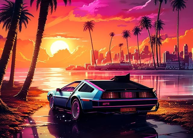 'Retro Miami Neon Sunset' Poster by JeradWestSr | Displate