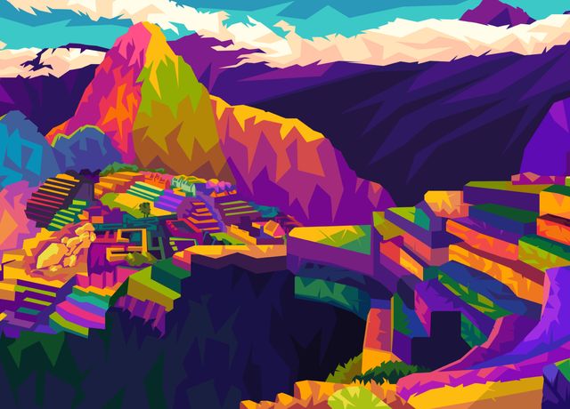 'Macchu Picchu Illustration' Poster by Rizky Irawan | Displate