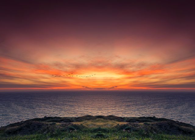 'Sunset landscape at ocean' Poster by BURRY Nature Photos | Displate