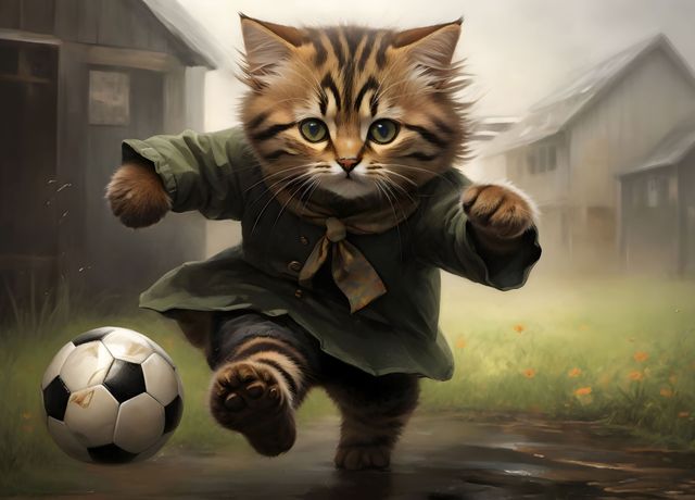 'Cute Cat Playing Soccer' Poster by AnneLaure GOUPIL | Displate