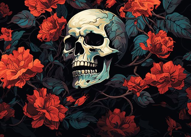 'skull with roses' Poster by Constance Hart | Displate