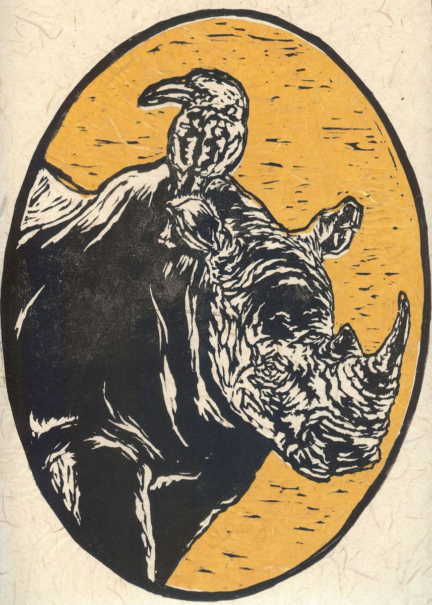 'Big Horn and Little Horn - Chine Colle lino cut' Poster, picture ...