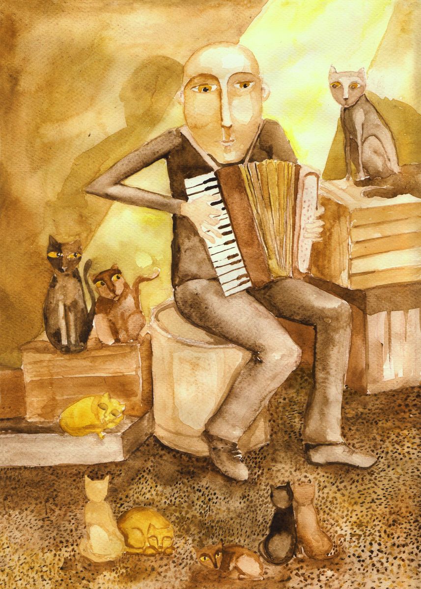 ''Cat's music'. Life has many colors, this w ... ' Poster by Agata ...