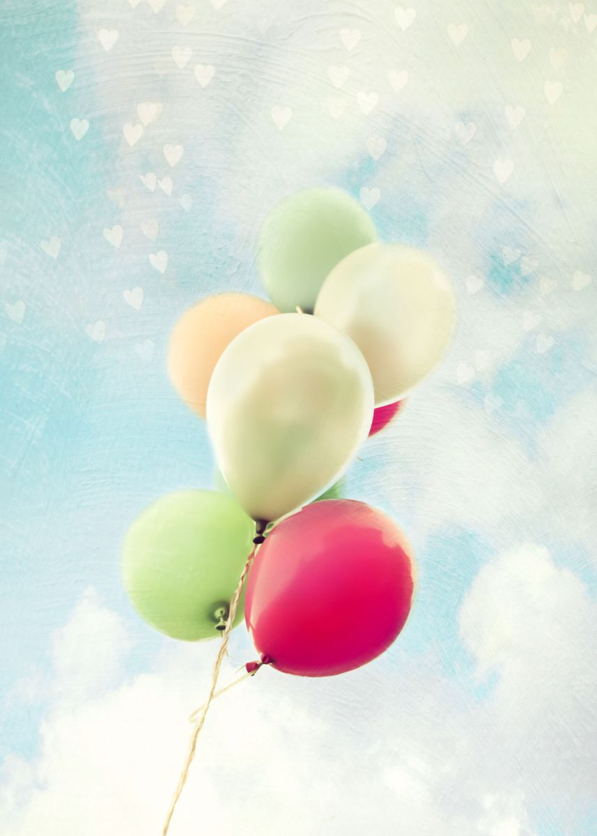 'Balloons' Poster, picture, metal print, paint by Sylvia Cook | Displate