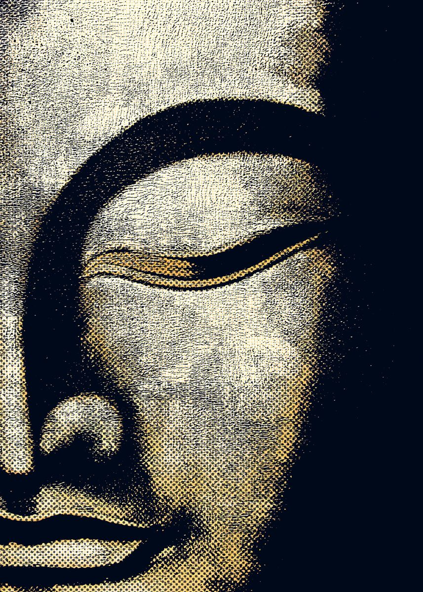 'buddha face photo with tex' Poster, picture, metal print, paint by ...