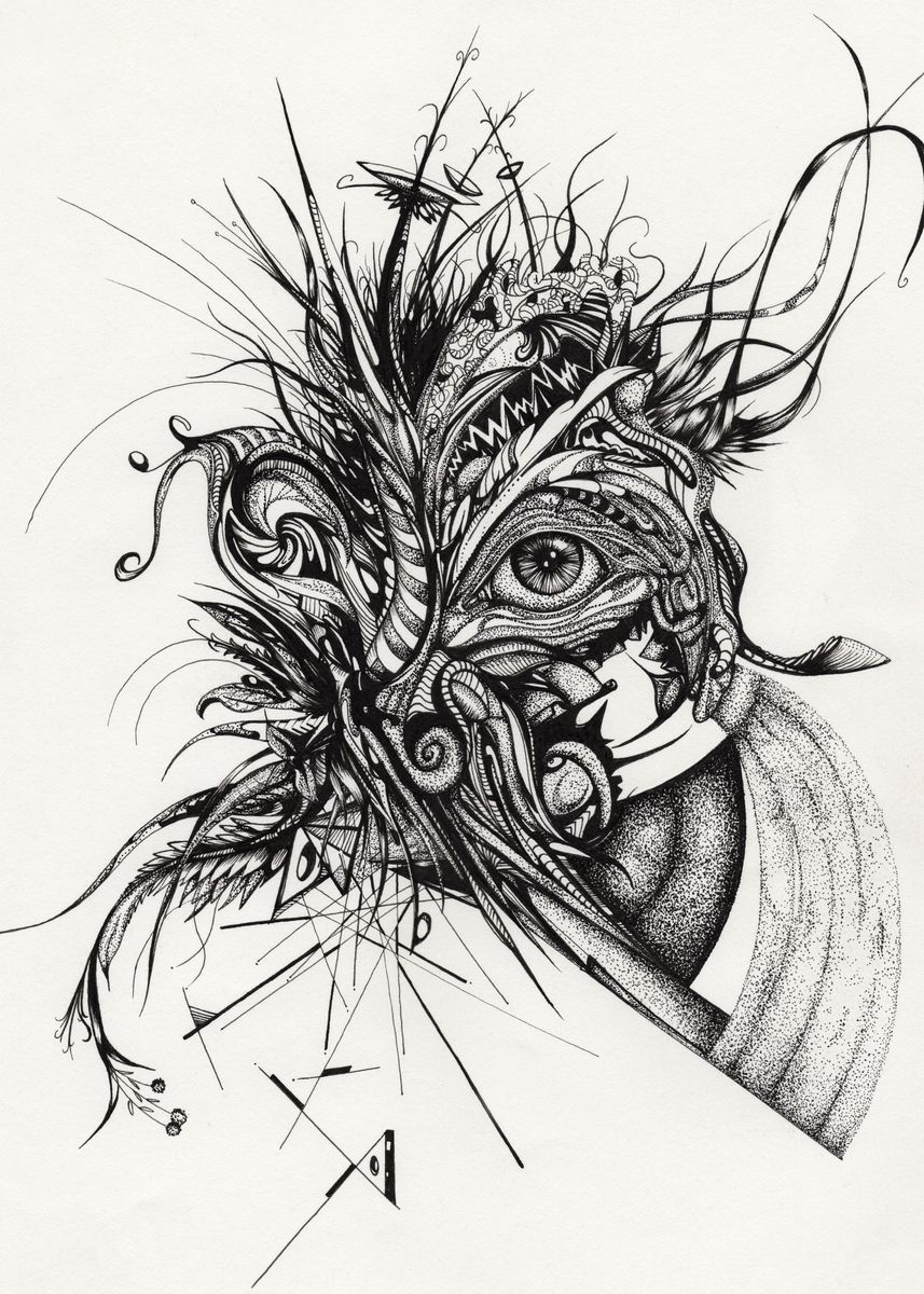 ''Awake' (Dec. 2013) An abstract ink drawing depicting ... ' Poster ...