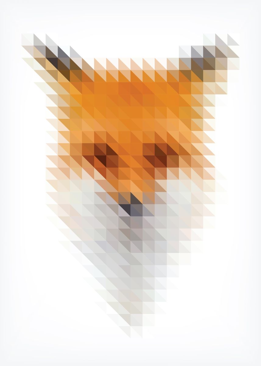 'Fox portrait made of small triangles' Poster by Vilmos Varga | Displate