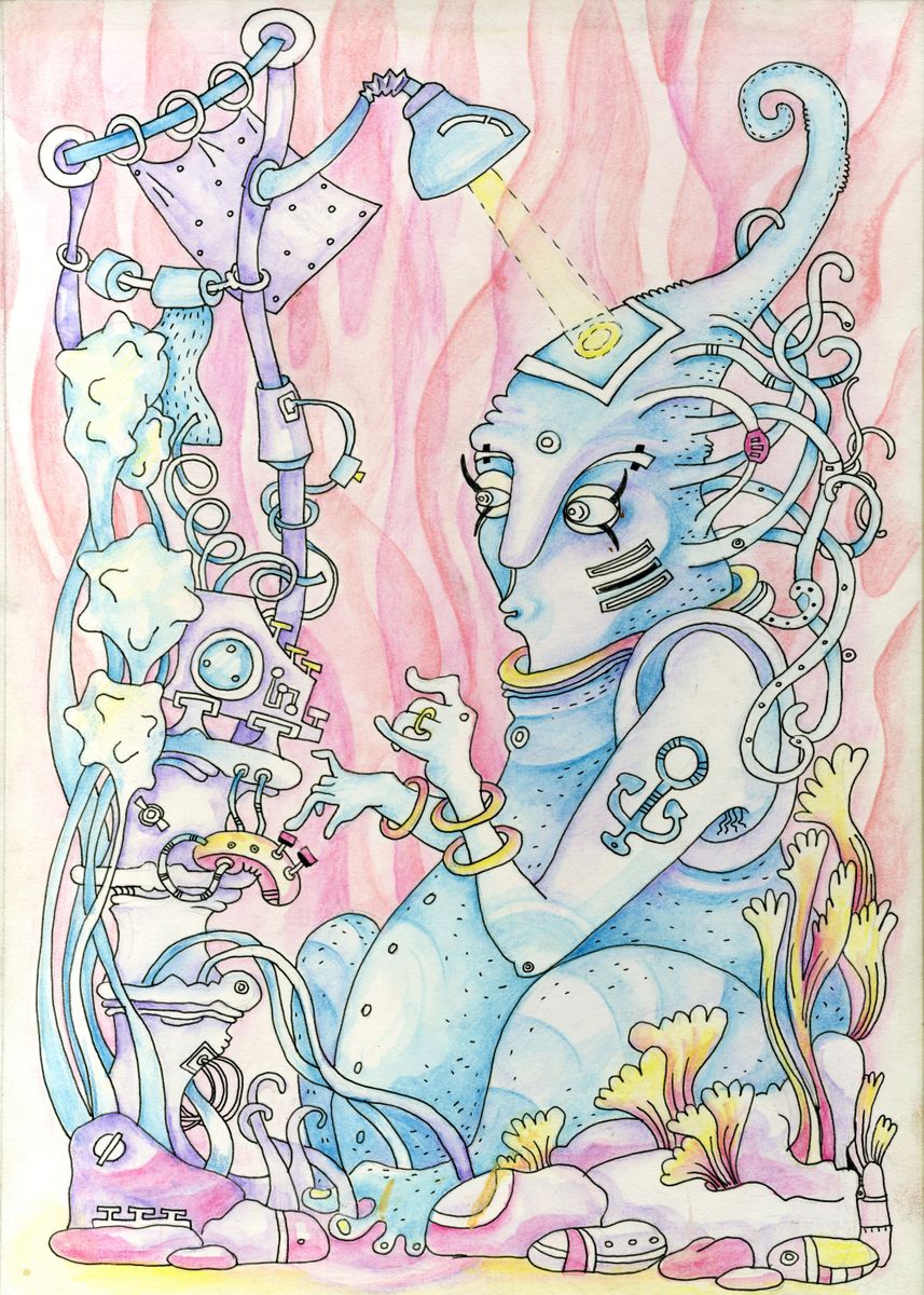 'galaxy secretary' Poster, picture, metal print, paint by Elena ...