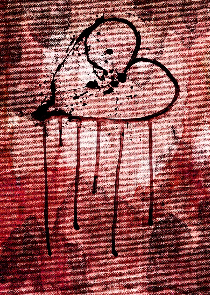 ''Broken Heart' Conceptual work - Ink smears, blood drip ... ' Poster ...