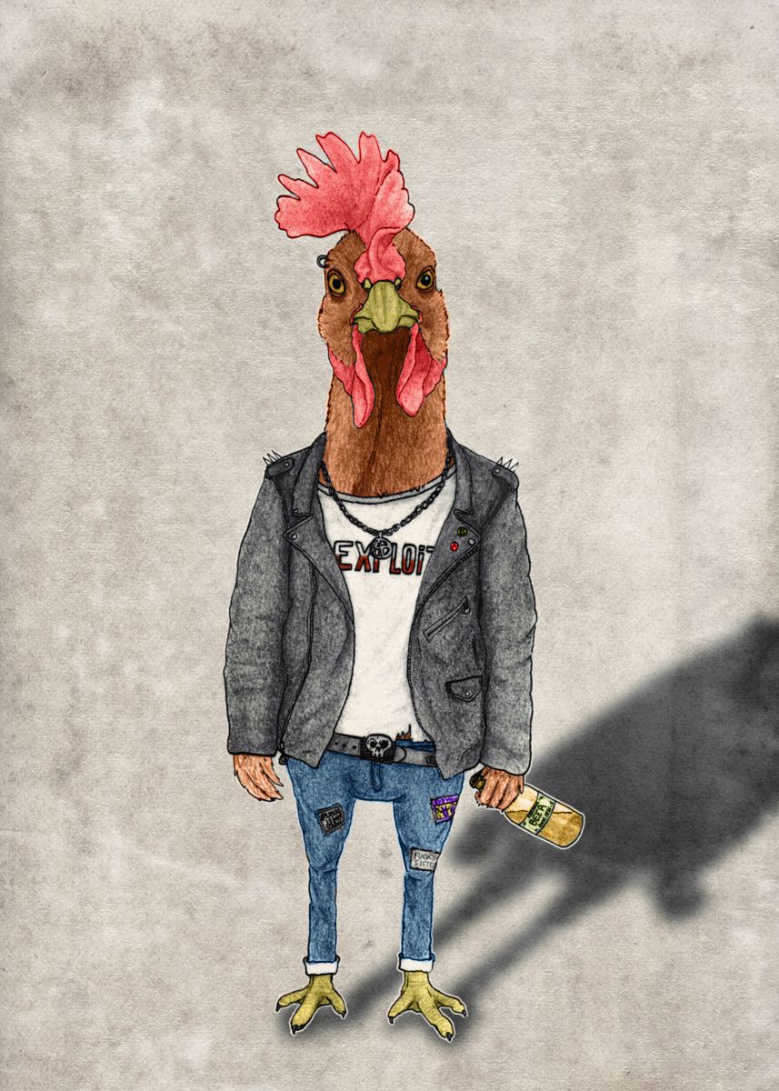 'Punk chicken (color version).' Poster by Barruf ... | Displate