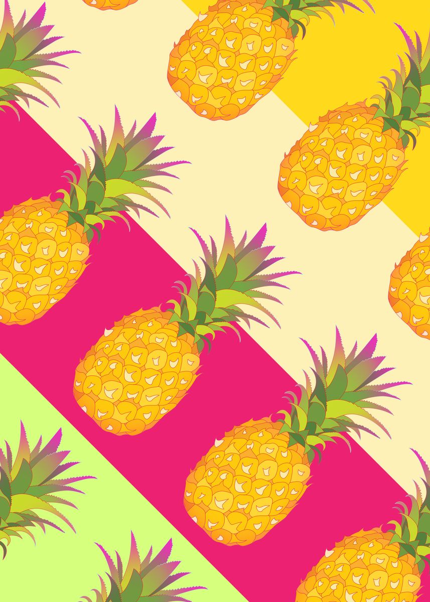 'Tropical Pineapples' Poster, picture, metal print, paint by Orna Artzi ...