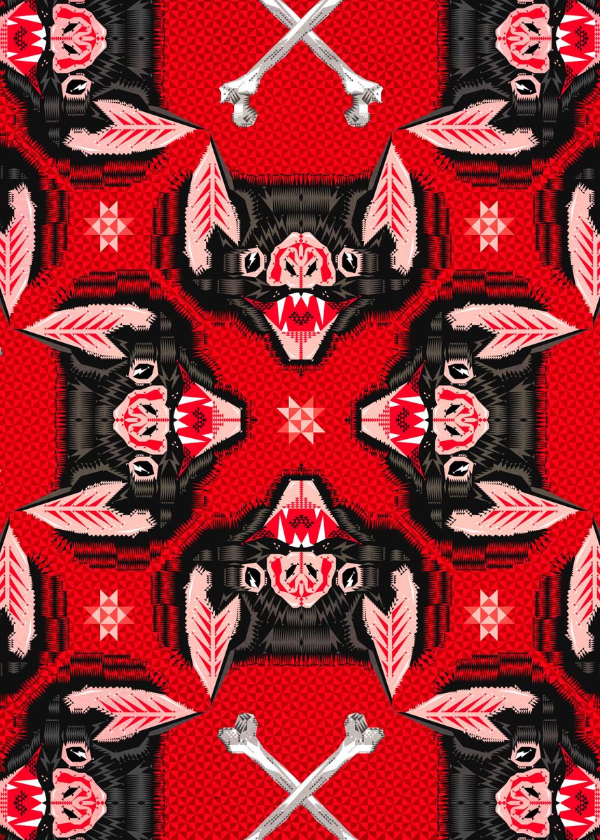 'Geometric Bat Face Pattern' Poster, picture, metal print, paint by ...