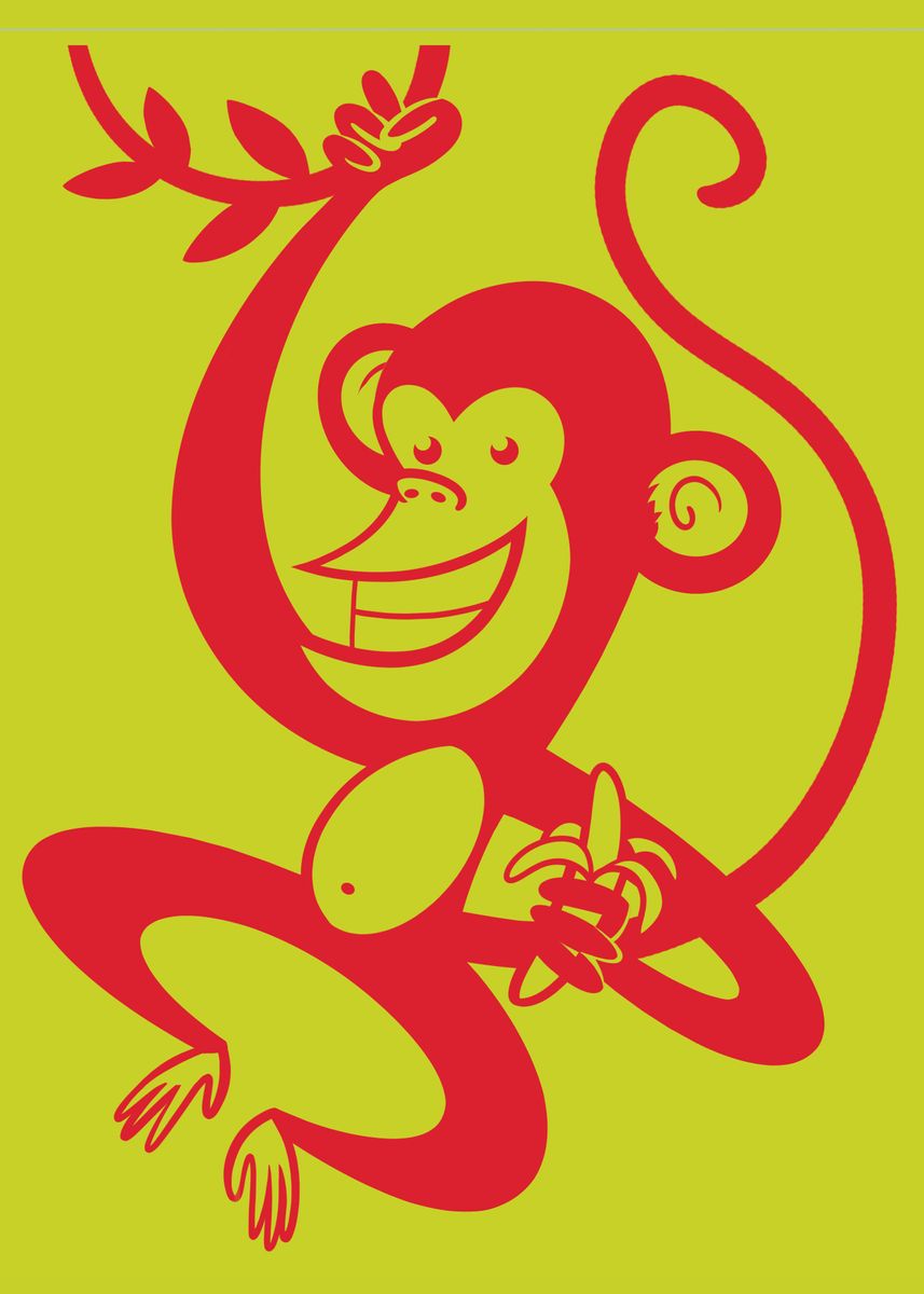 'Red Monkey' Poster by Pete Drawgood | Displate