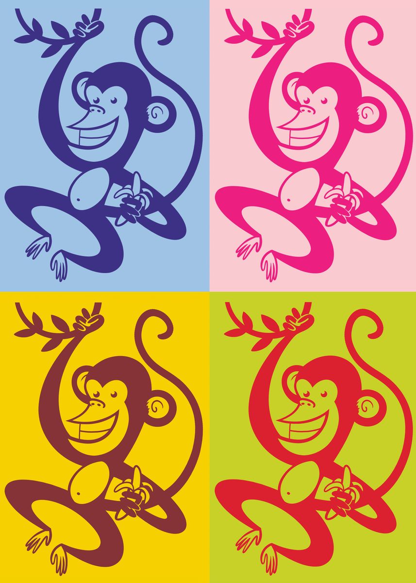 'Four Monkeys' Poster by Pete Drawgood | Displate