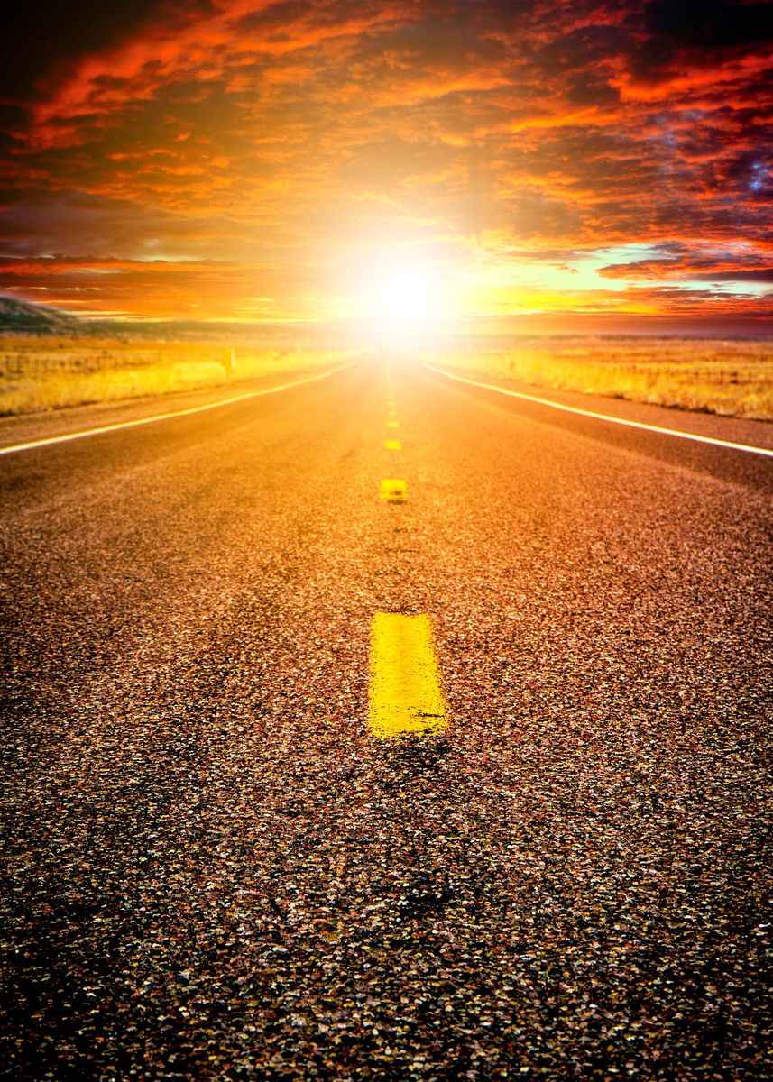 'Route 66 at sunset' Poster, picture, metal print, paint by ND Studio ...