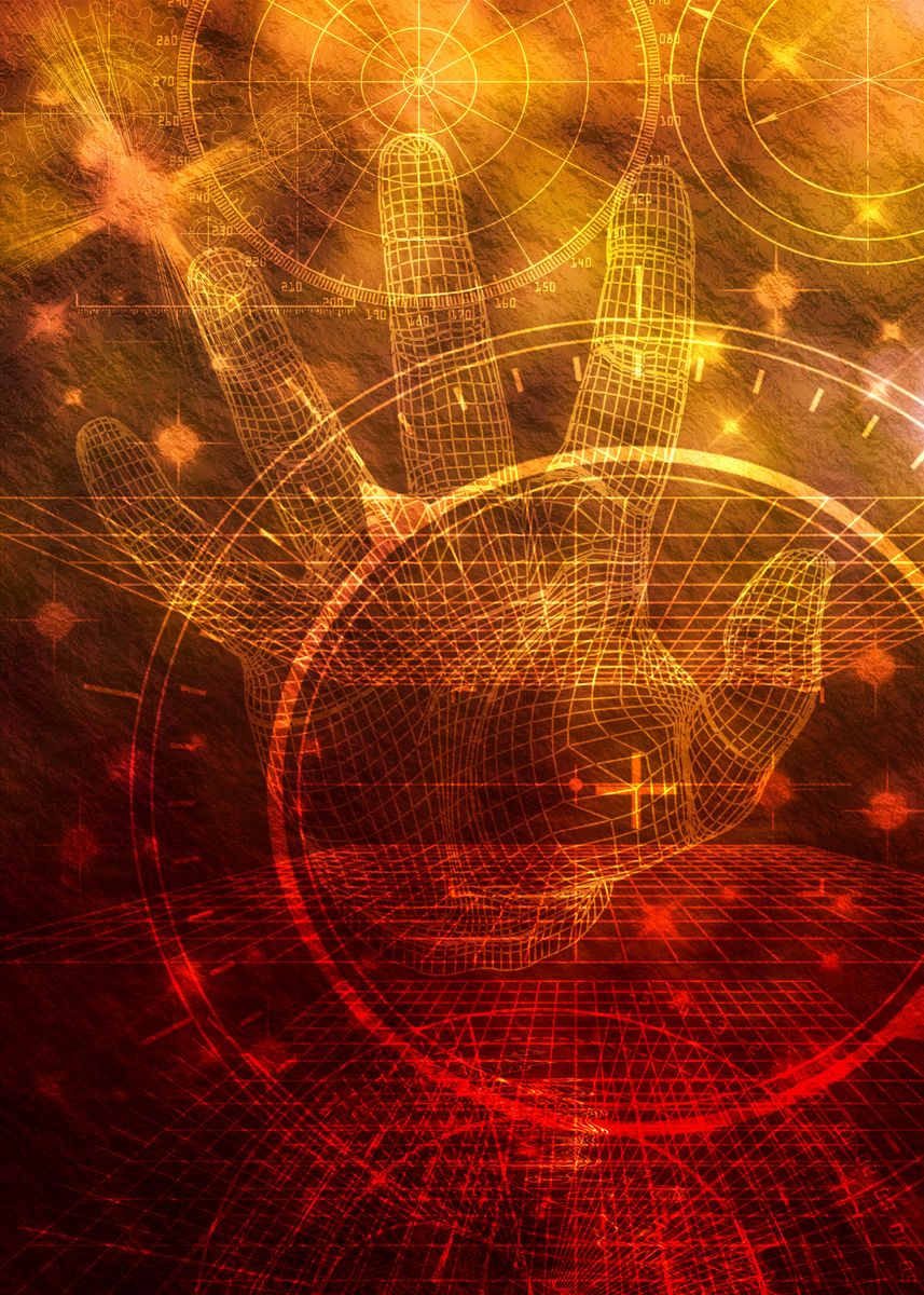 'Hand Scan' Poster, picture, metal print, paint by Dagmar Giers | Displate