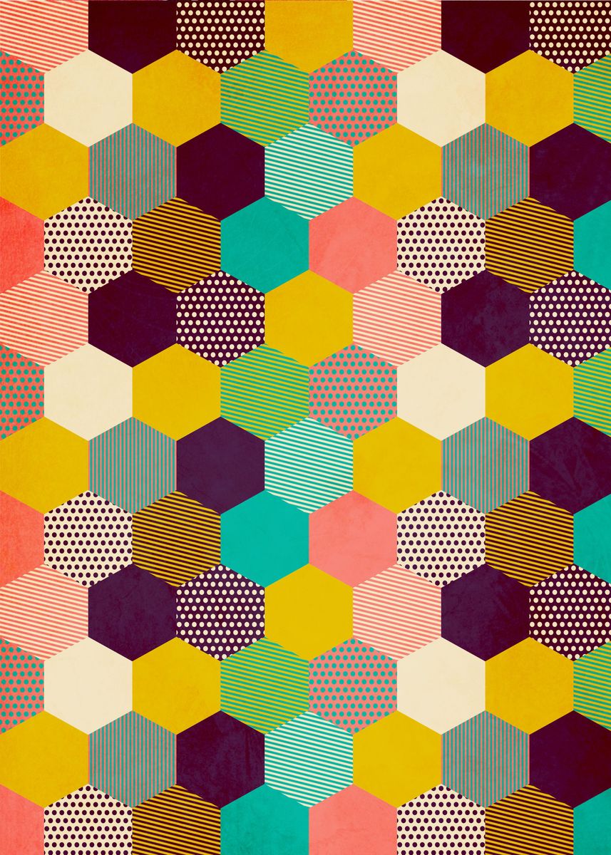 'Fun Hexagon' Poster, picture, metal print, paint by Louise Machado ...