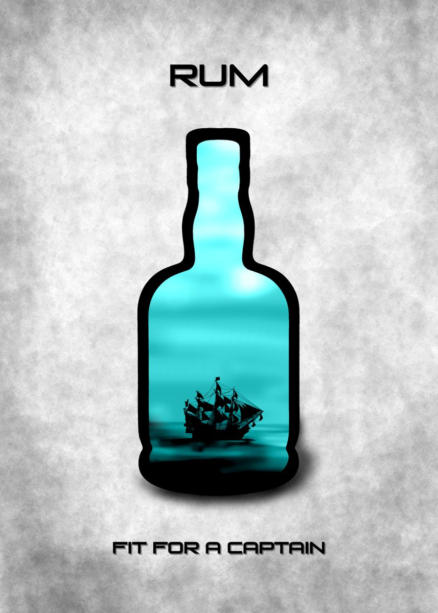 'Rum, Fit For A Captain (detailed white)' Poster, picture, metal print ...