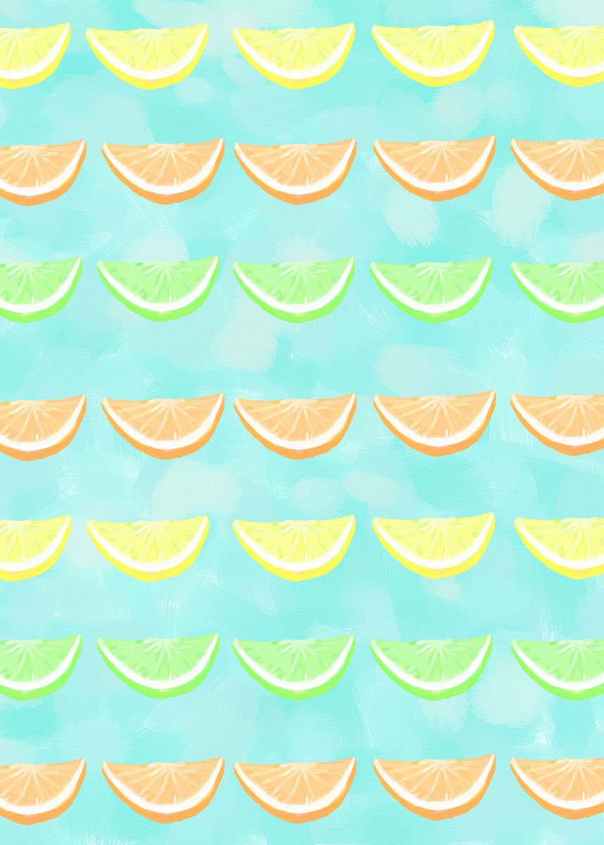 'Citrus Smiles Stripes Painted lemons, limes and orange ... ' Poster ...