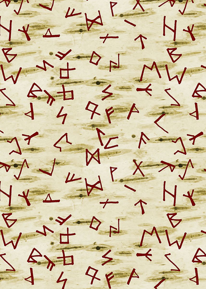 'Runes on Birch Bark' Poster, picture, metal print, paint by Mieke ...