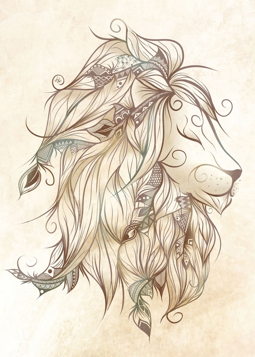 'Poetic Lion' Poster, picture, metal print, paint by LouJah | Displate