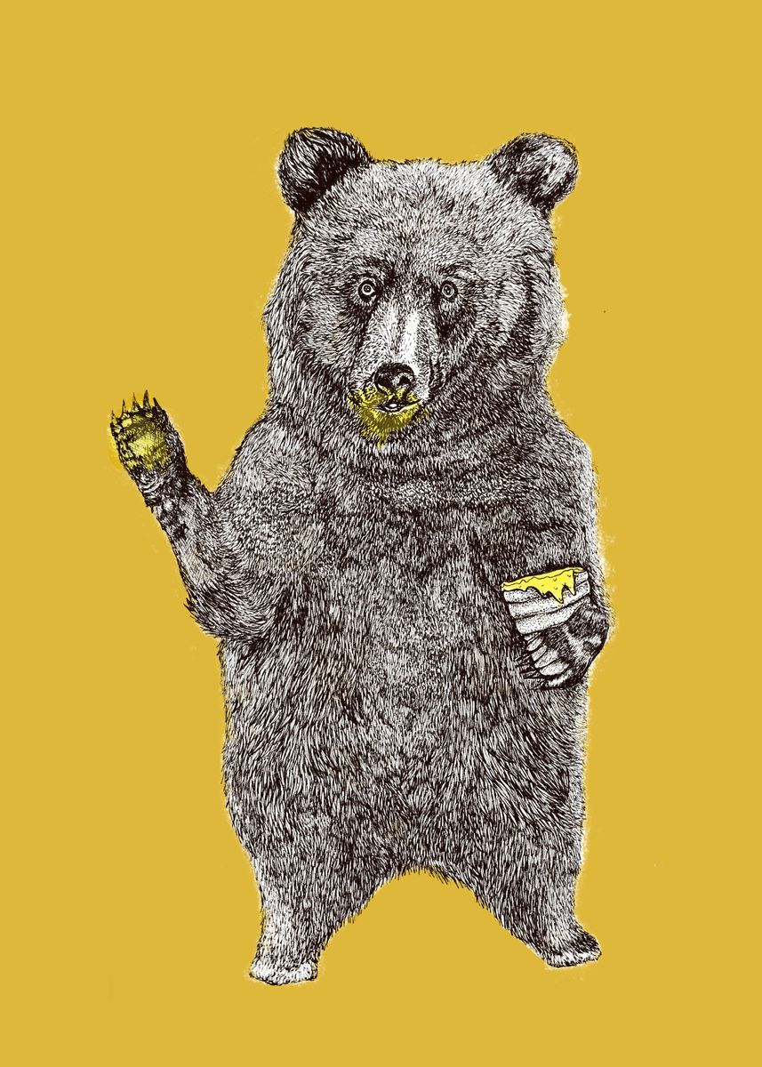 'Oh, Hi Bear!' Poster, picture, metal print, paint by Nidya Wibowo ...