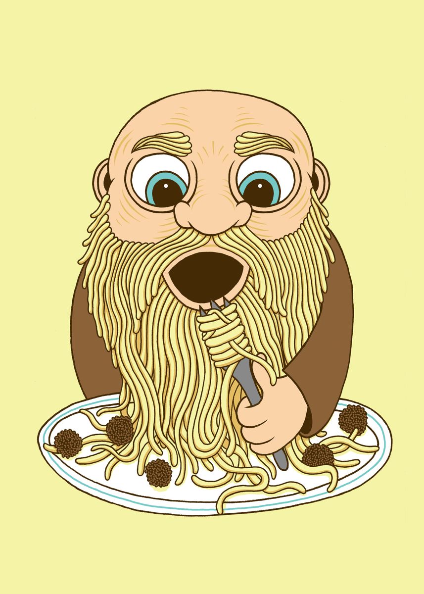 'Papa Pasta' Poster, picture, metal print, paint by Steve Wilson | Displate