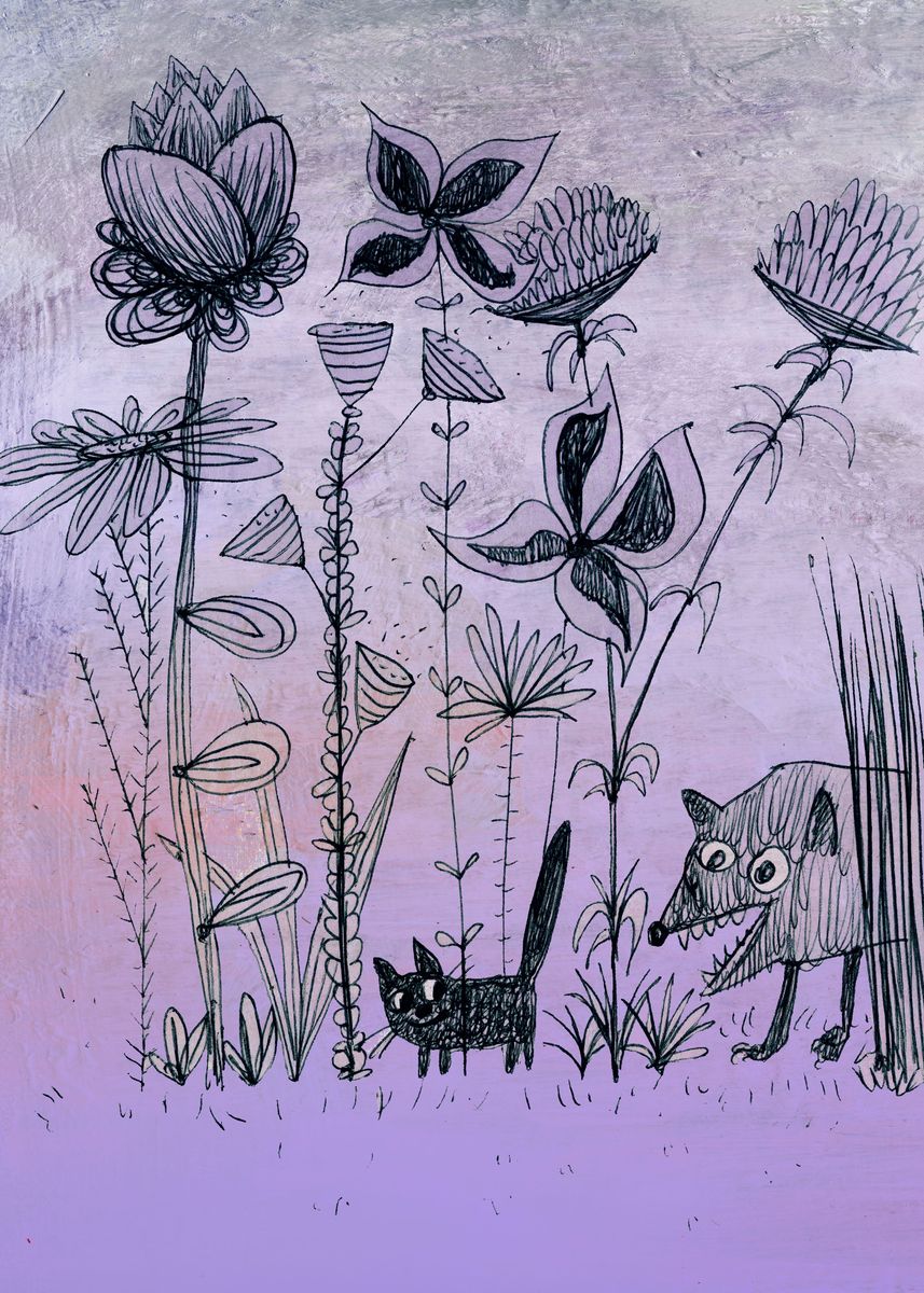 'Little Cat in the Garden' Poster, picture, metal print, paint by ...