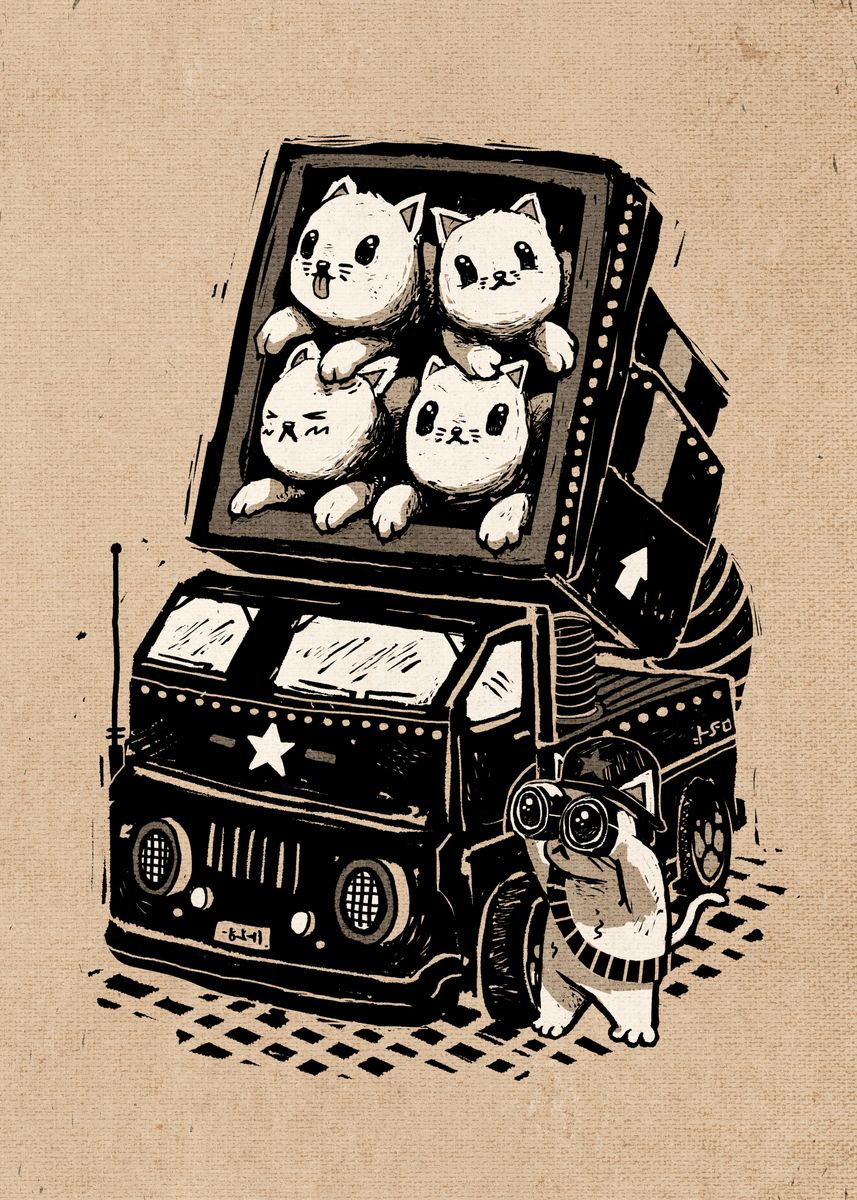 'Rocket Cats - Vintage style alternate colors.' Poster, picture, metal ...