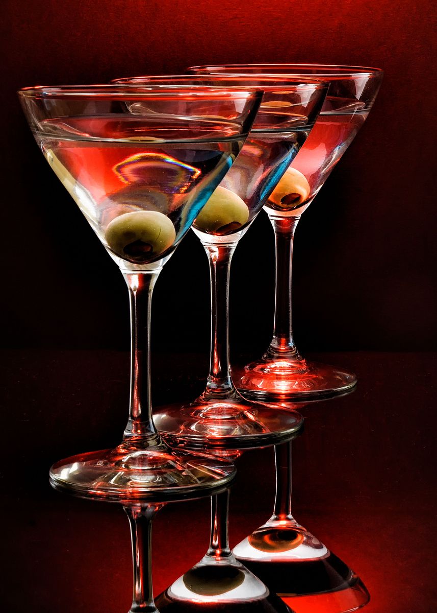 'Three red martinis,' Poster, picture, metal print, paint by Richard ...