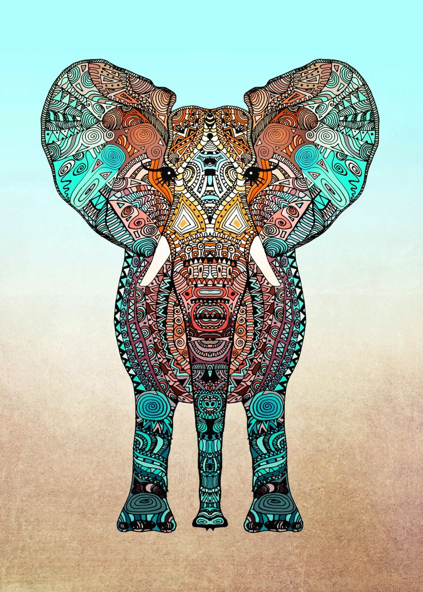 'BOHO ELEPHANT' Poster, picture, metal print, paint by Monika Strigel ...