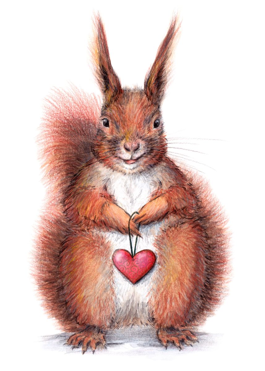 'Squirrel heart love' Poster by Lena Svalfors Hedin | Displate