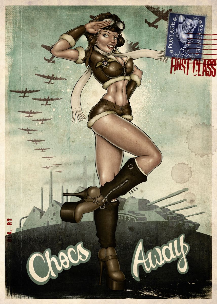 'Chocs Away!' Poster, picture, metal print, paint by Golden Rivet | Displate