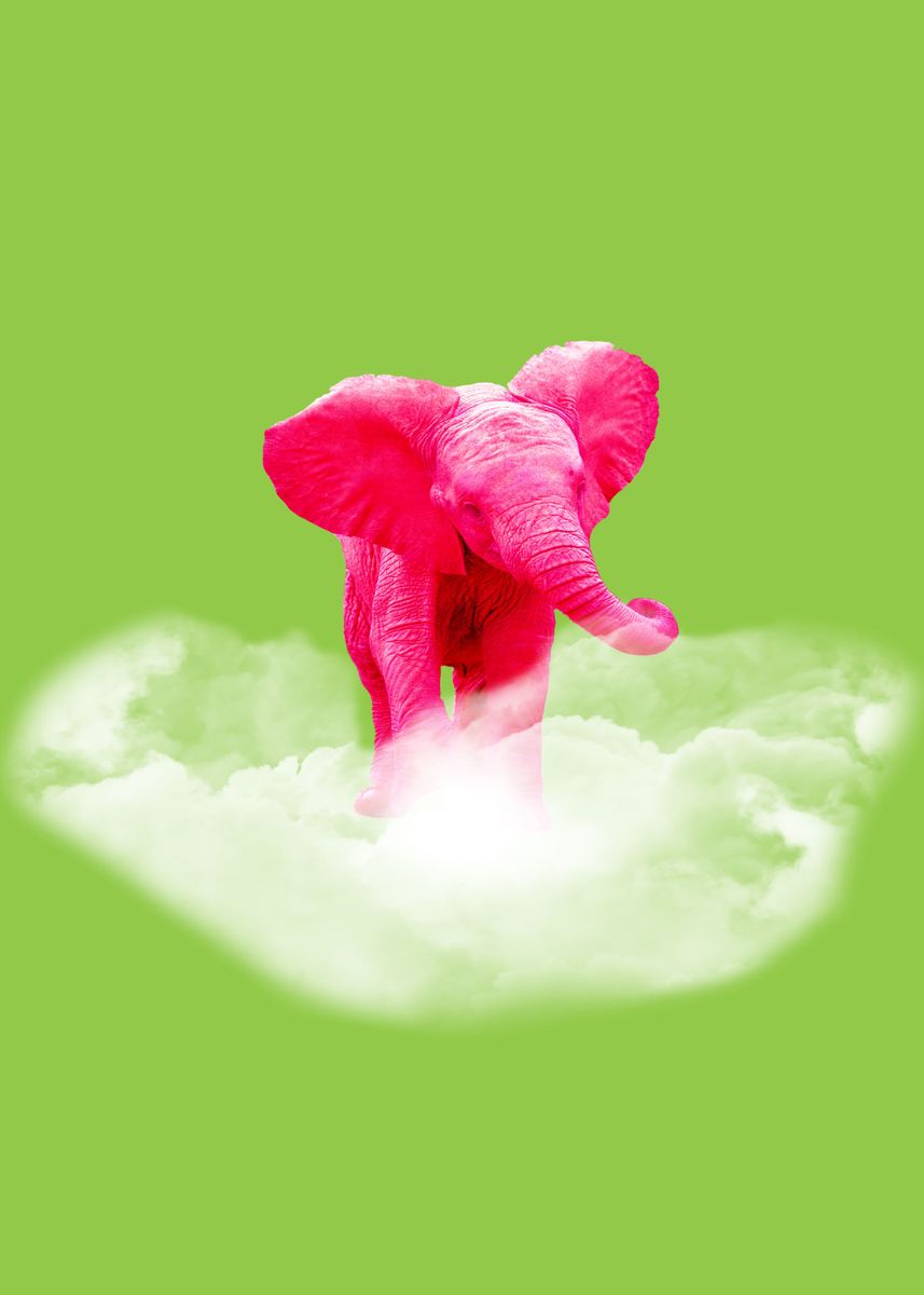 'Pink elephant' Poster, picture, metal print, paint by Les caprices de ...