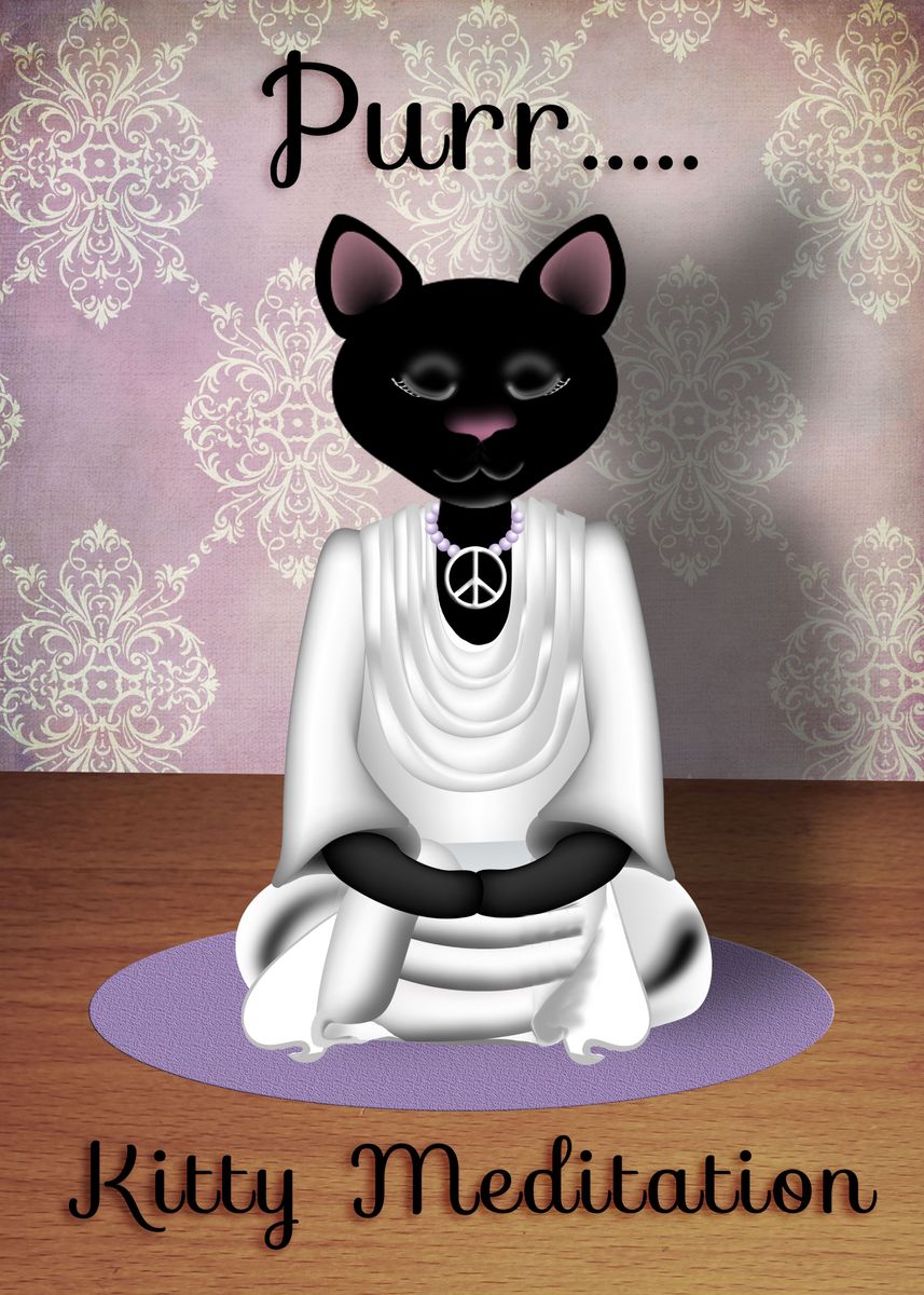 'Kitty Meditation' Poster, picture, metal print, paint by Carol Vega ...
