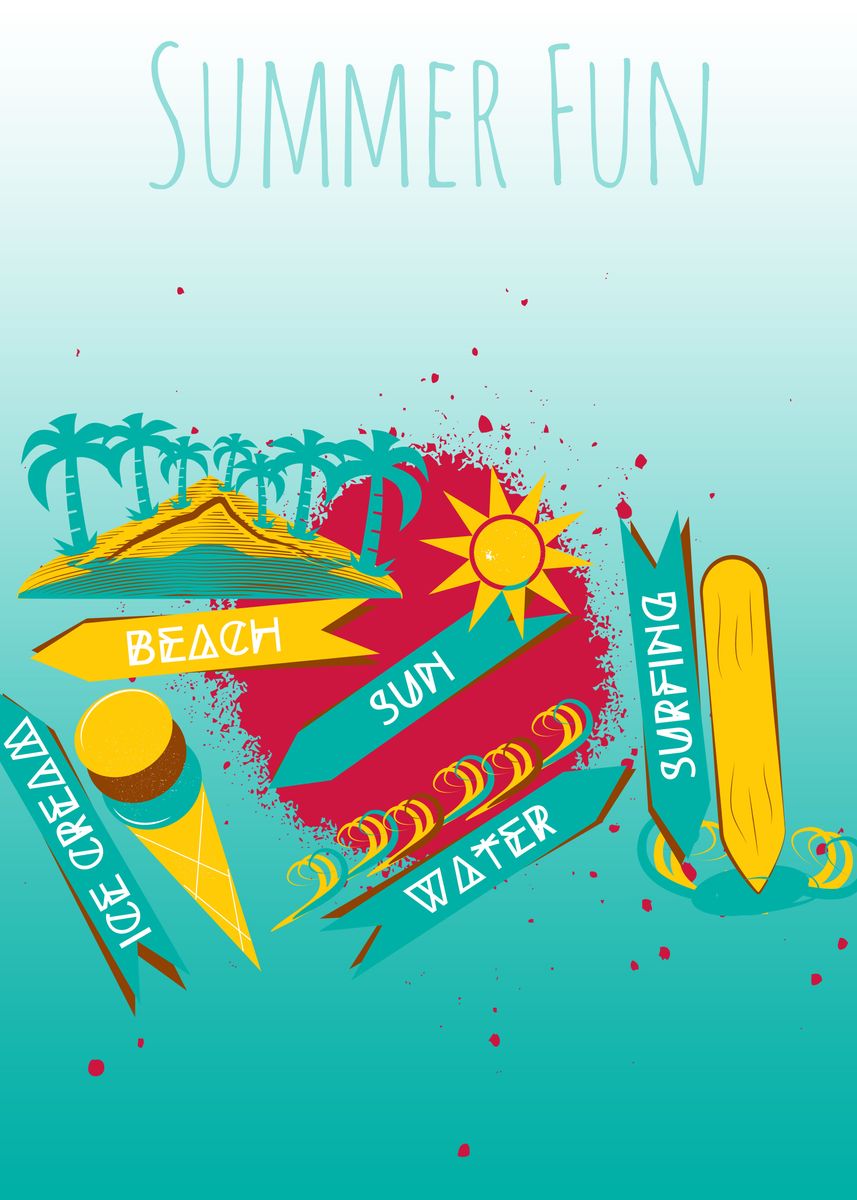 'Beach. Summer Fun' Poster, picture, metal print, paint by Famenxt DB ...