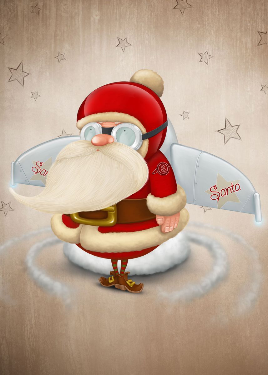 'Santa Claus rocket' Poster, picture, metal print, paint by Giordano ...