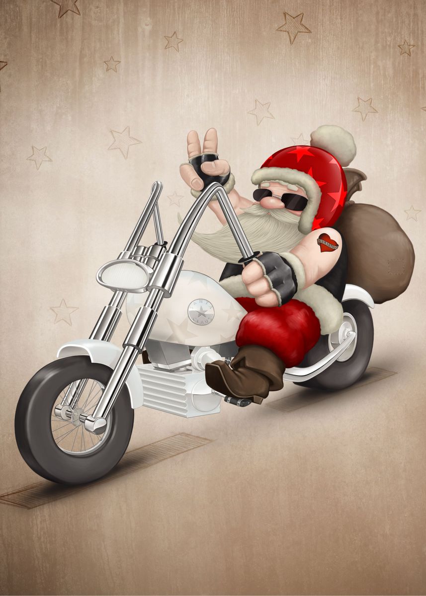 'Santa Claus biker' Poster by Giordano Aita | Displate